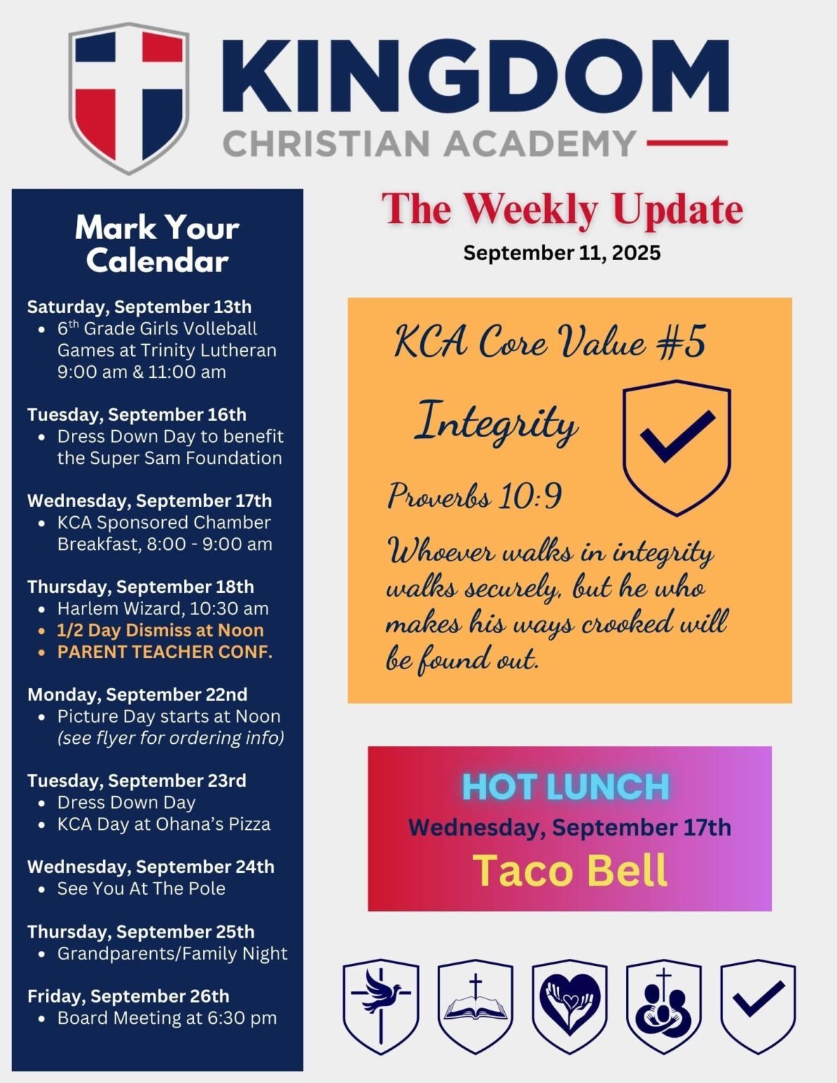 Weekly Update for September 11, 2025 – Kingdom Christian Academy